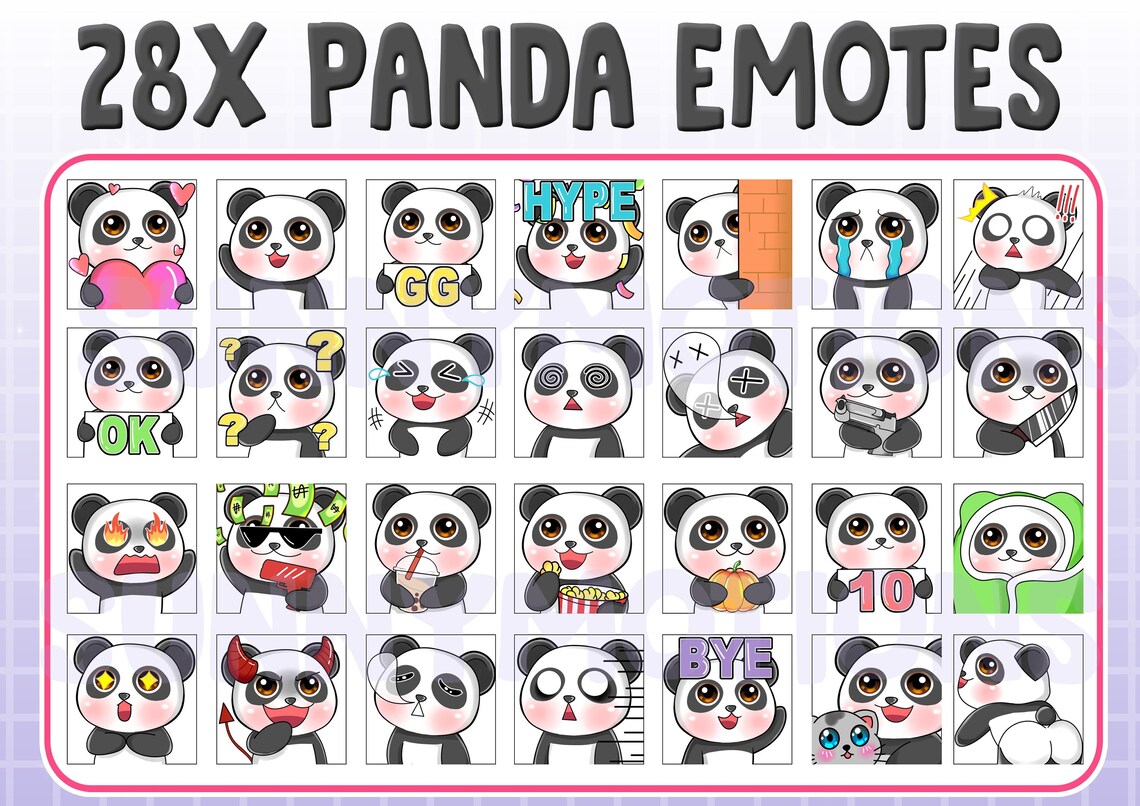 28 Twitch Discord Emotes Cute Panda Kawai Emoji Chibi Etsy