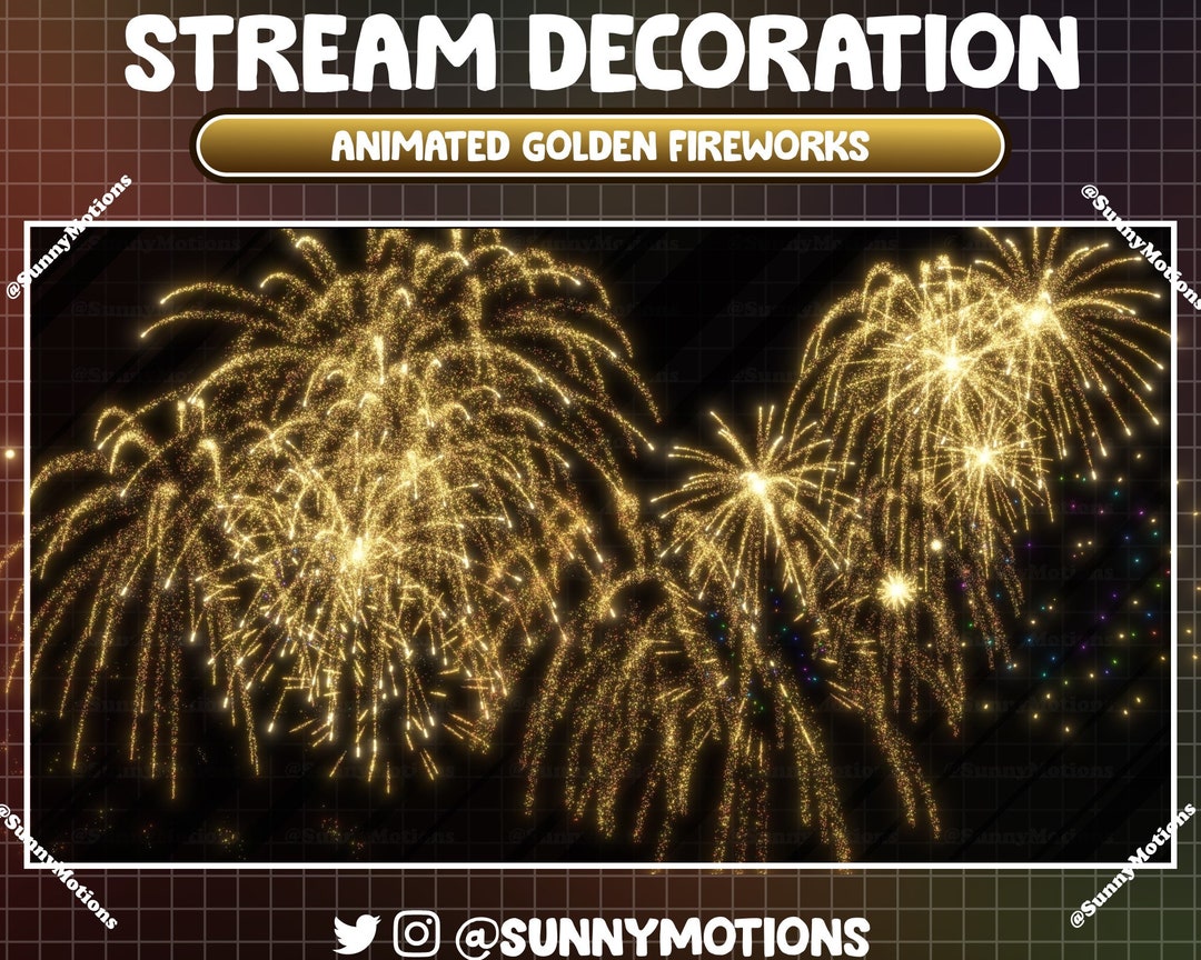 Animated Stream Decoration: Golden Fireworks Effects, New Year ...