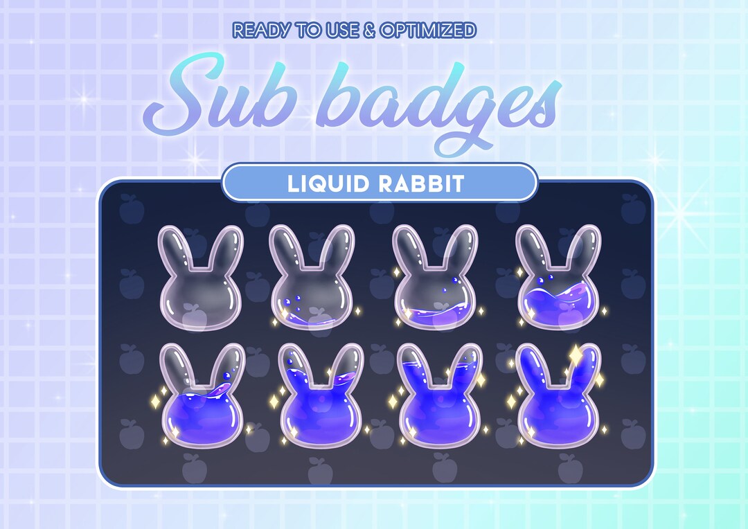 Dark Blue Purple Liquid Rabbit Bottle Twitch Sub Bit Badges, Kawaii ...