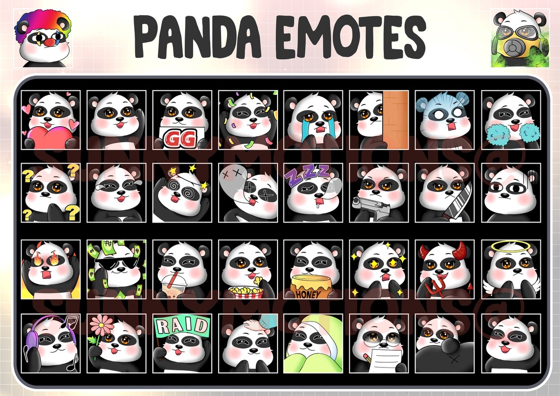 34 Twitch Discord Emotes Cute Panda Bear / Kawai Chibi Emoji / - Etsy