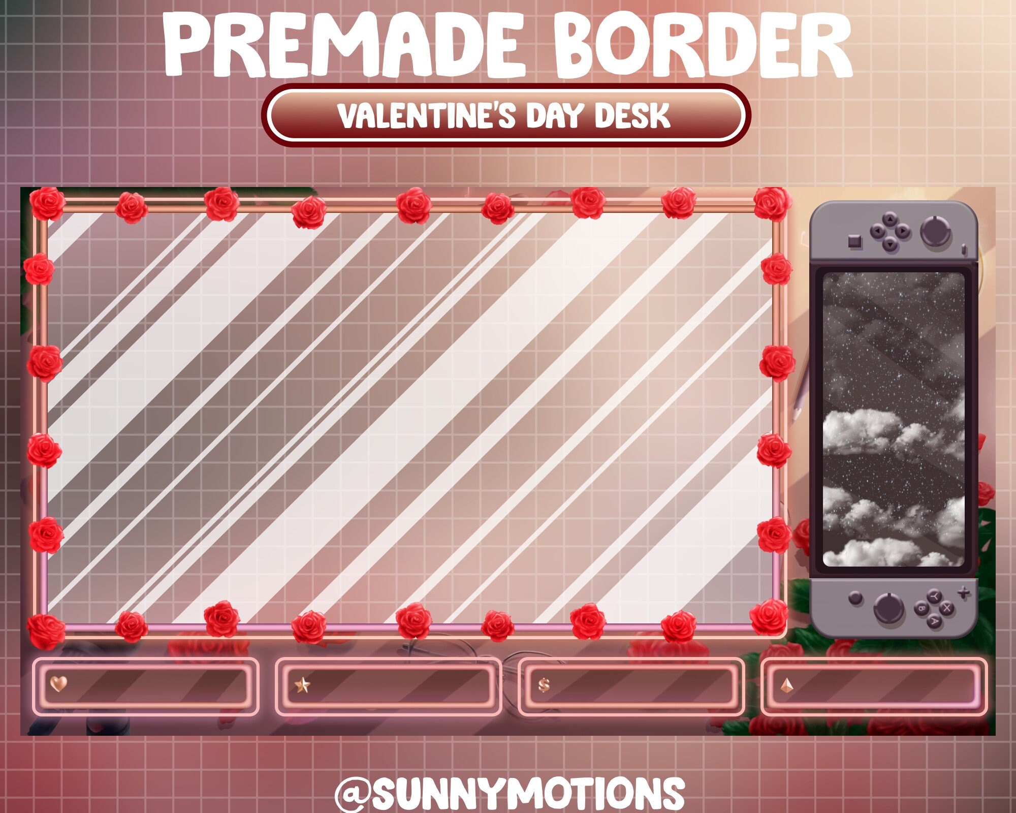 Animated Twitch Overlay Stream Package / Lo-fi Rose Petal Tea Desk ...