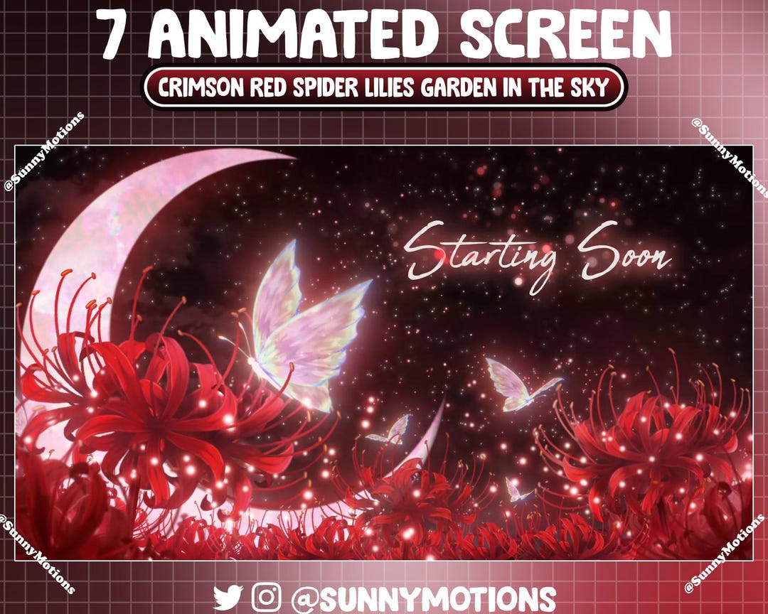 Animated Dark Red Spider Lily Garden the Sky Twitch Screen Overlay ...