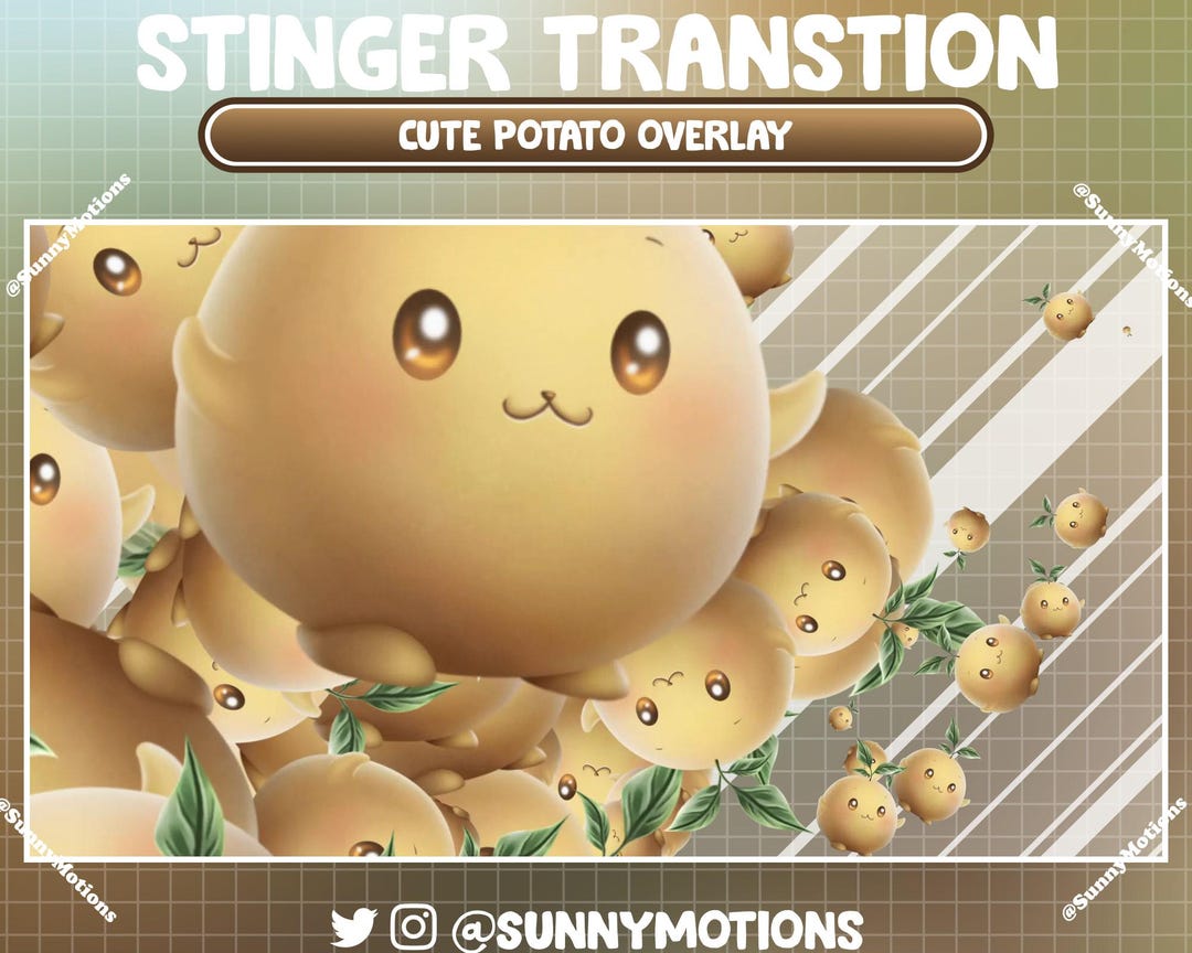 Animated Stream Stinger Transition: Cute Kawaii Potato, Aesthetic Cute ...