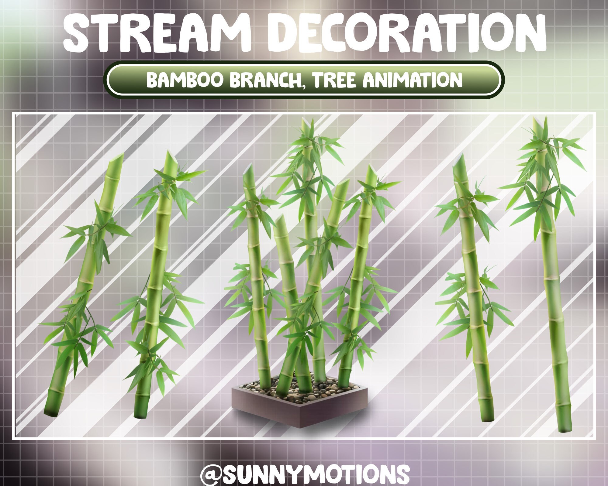 5 Animated Stream Decoration: Green Bamboo Tree Swaying Twitch Overlay ...