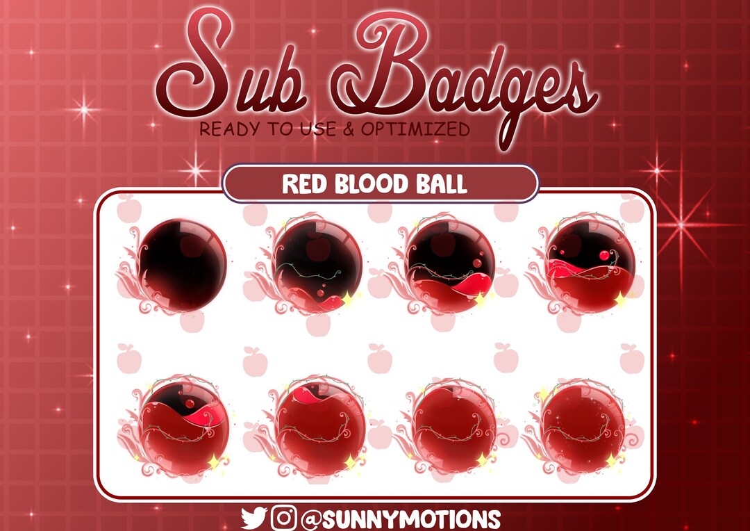 Blooming Red Blood Magical Ball Sub Bit Badges, Crystal Stream Overlay ...