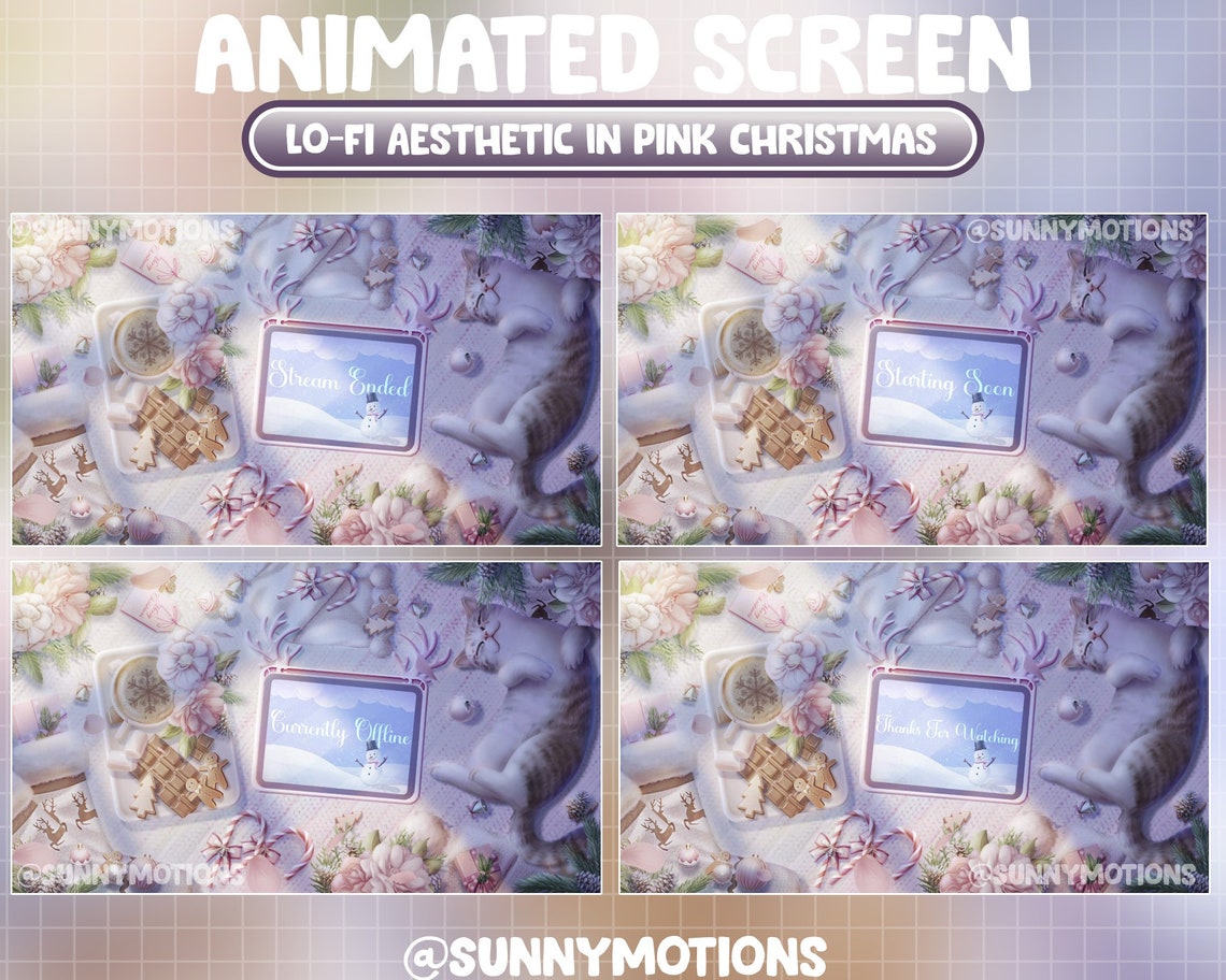 ANIMATED Twitch Overlay Stream Screen / Lo-fi Aesthetic in Pink ...