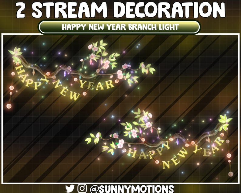 Animated Happy New Year Eve Party Twinkle Light Stream Decoration ...
