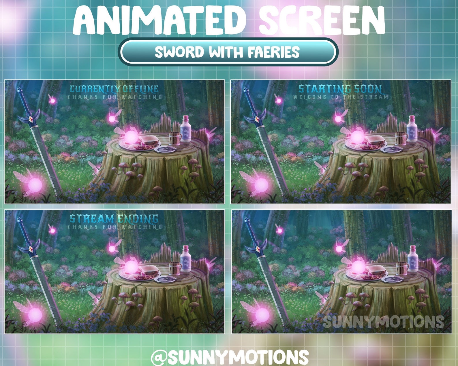 ANIMATED Stream Package / Warrior Fantasy Sword Twitch Overlay ...