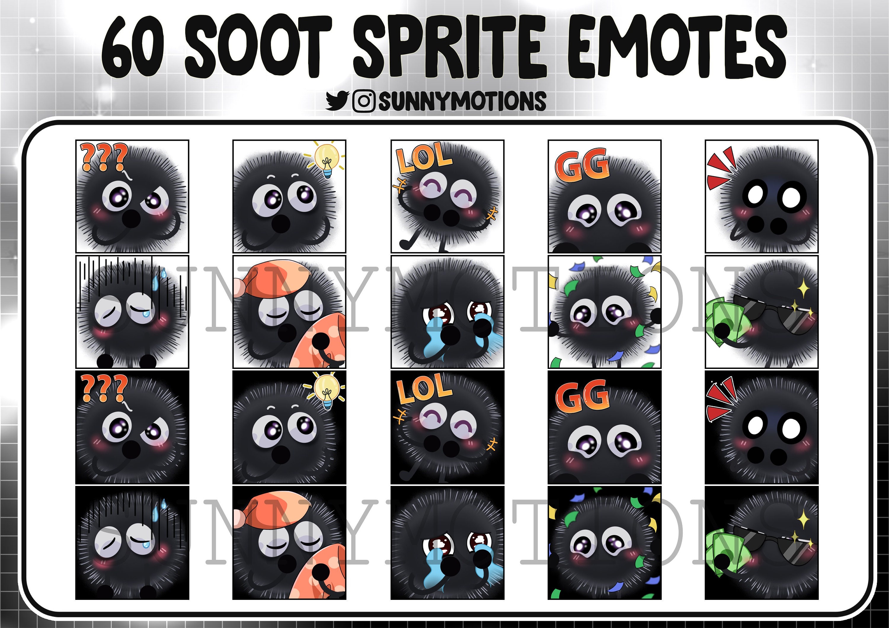 60 Cute Soot Sprite Twitch Emotes, Discord, Streamer, Scribble Creature ...