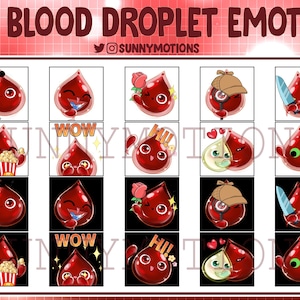 Cute Blood Droplet Health Twitch Emotes, Discord Streamer, Red Hydrate ...