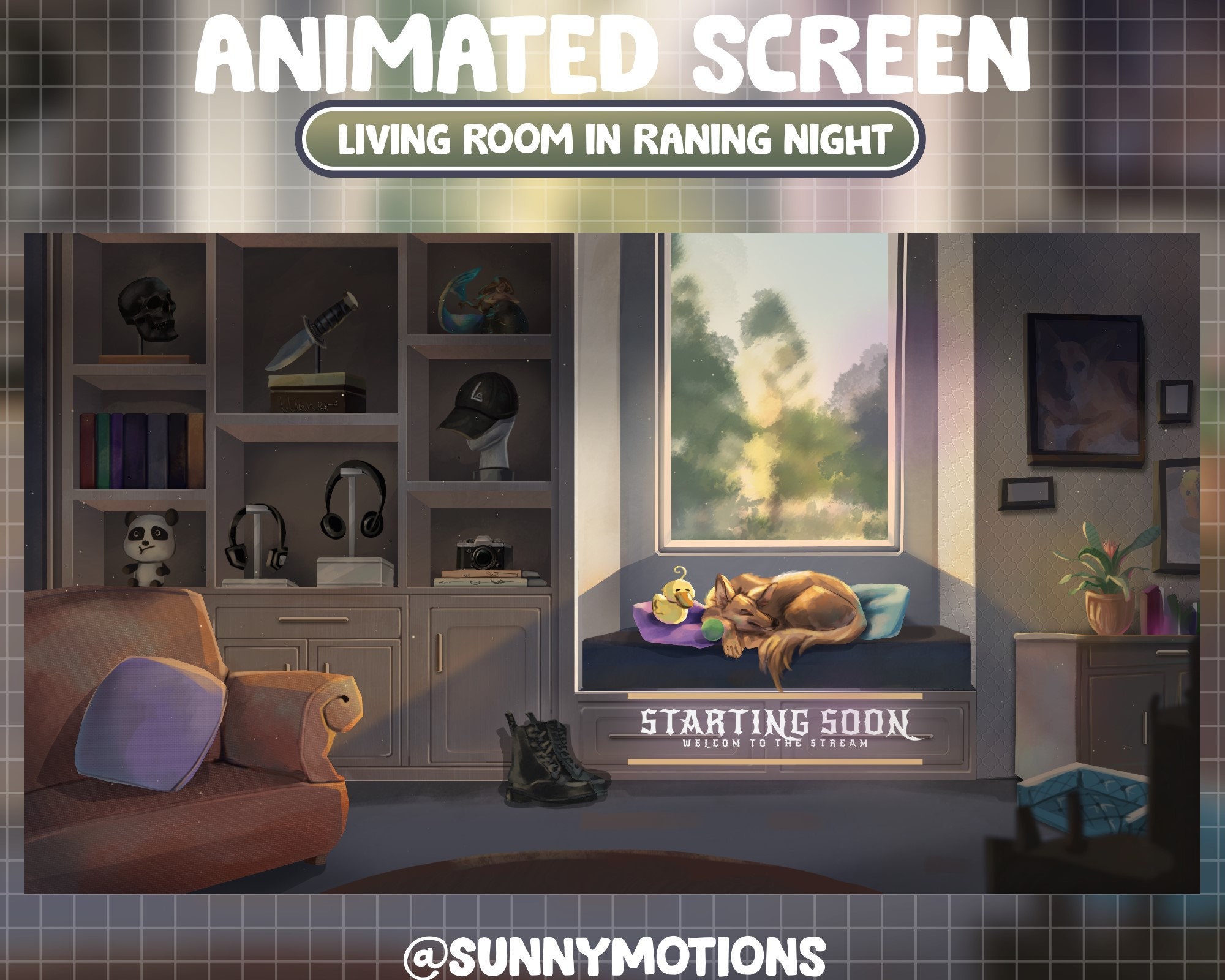 FULL ANIMATED Twitch Stream Package Overlay / Sleeping Dog in - Etsy