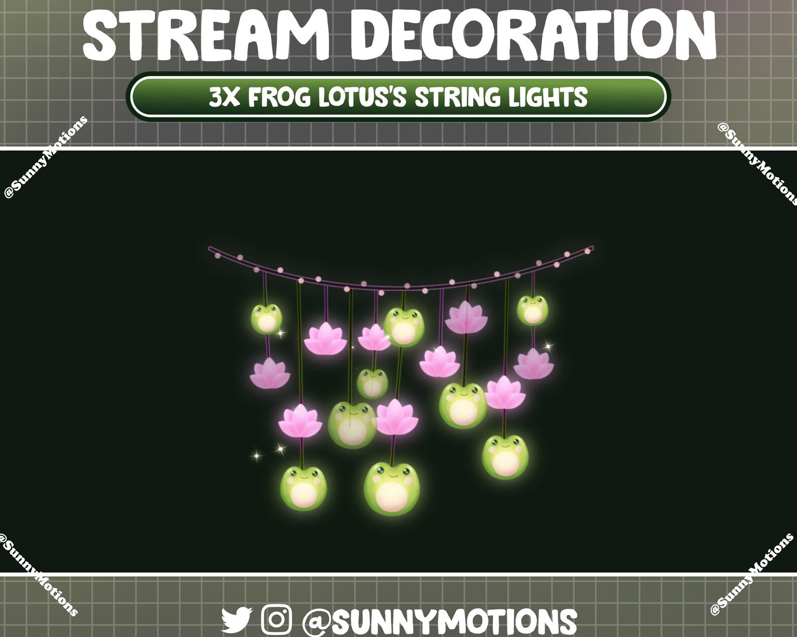 Animated Stream Decoration: Aesthetic Green Cottagecore Frog Lotus's ...