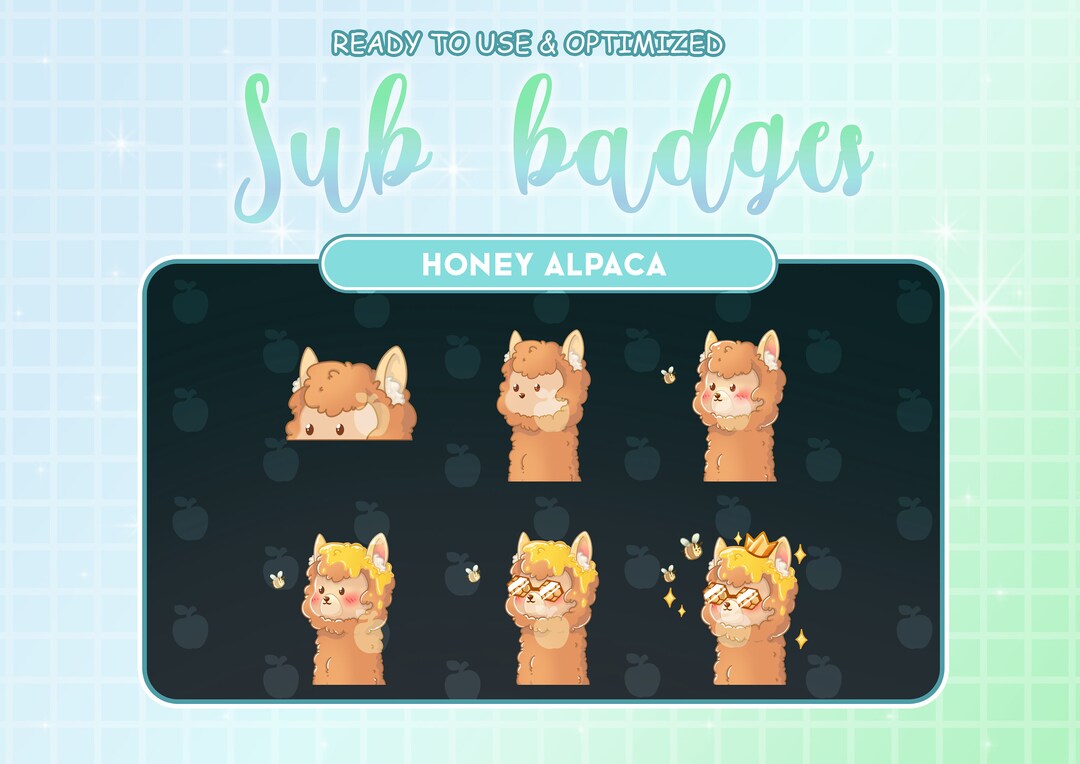 Kawaii Honey Brown Alpaca Twitch Sub Bit Badges / Cute Curly Hair Sheep ...