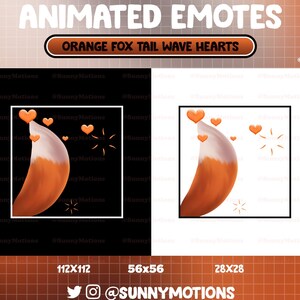 Orange Fox Tail Wag Heart Animated Twitch Emotes, Kawaii Pastel Animal ...