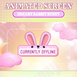 5x Animated Twitch Cute Pink Bunny Rabbit Sparkle Screens / Cute Pink ...