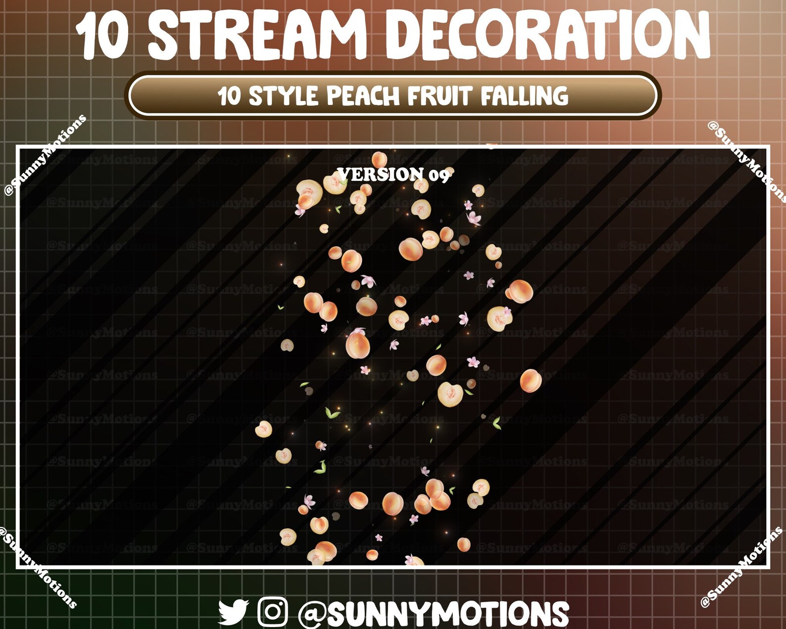 Glow Garden Peach Fruit Falling Animated Stream Decoration, Sweet ...