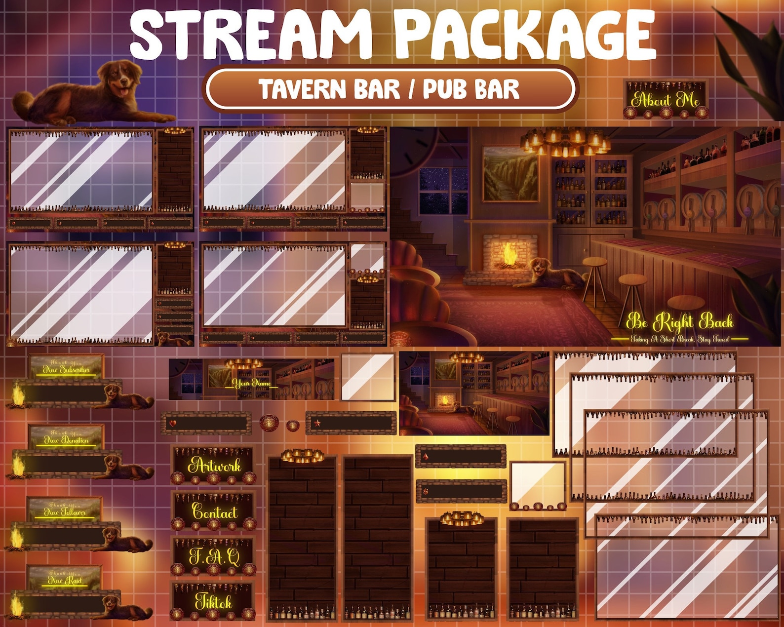 FULL ANIMATED Twitch Stream Package / Cozy Warm House Overlay / Tavern ...