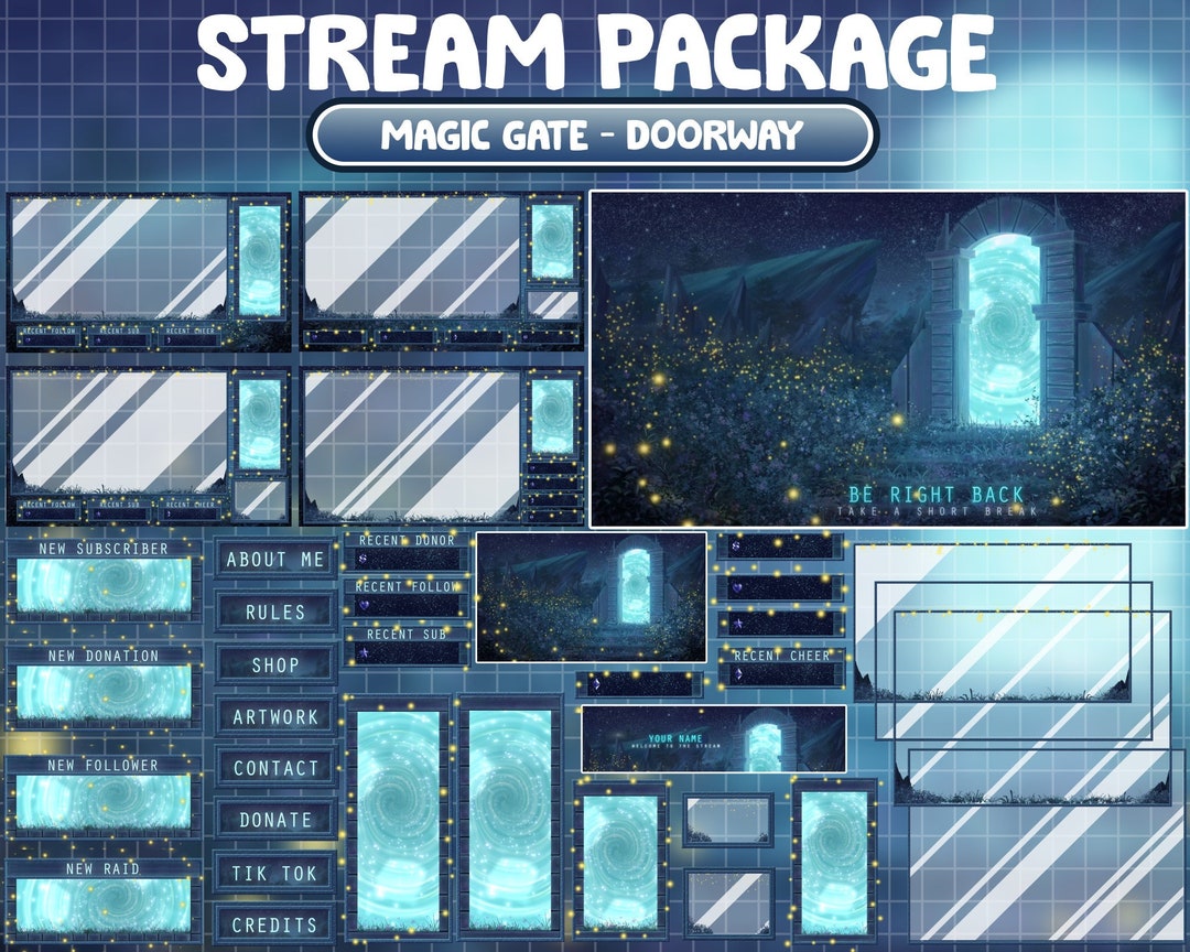 ANIMATED Twitch Overlay Stream Package / Magical Gate / Fantasy ...
