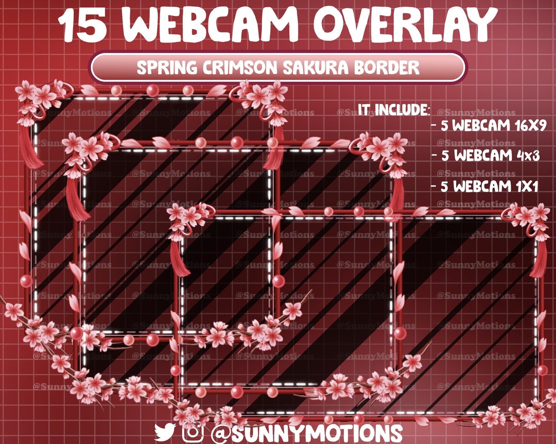 Animated Crimson Spring Cherry Blossom Webcam Overlay, Dark Red Blood ...