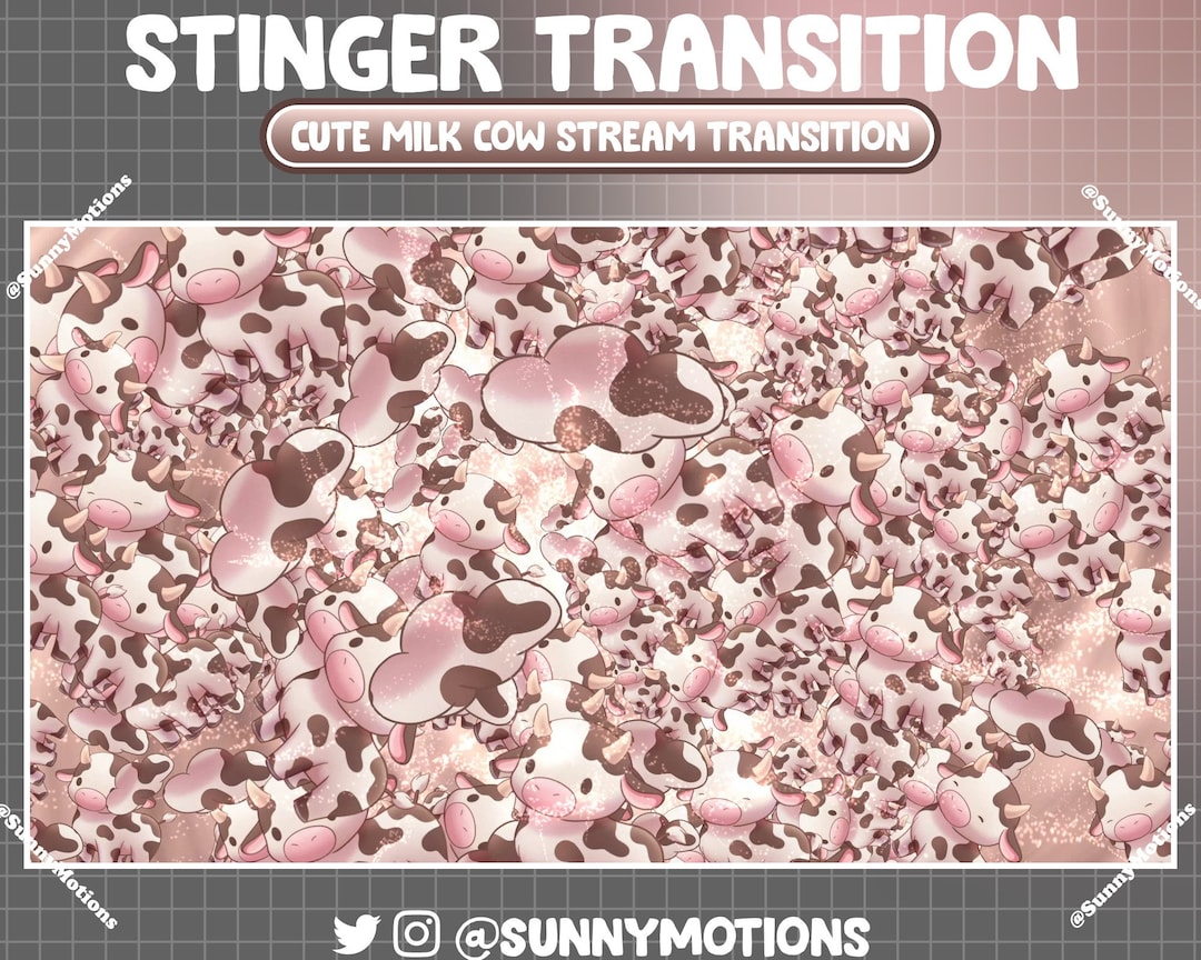 1 Animated White Brown Milk Cow Stream Stinger Transition, Strawberry ...