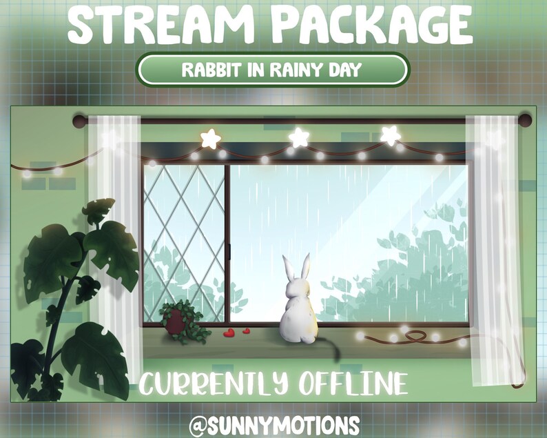 FULL ANIMATED Twitch Stream Package / Cute Dark Dreamy Rabbit - Etsy