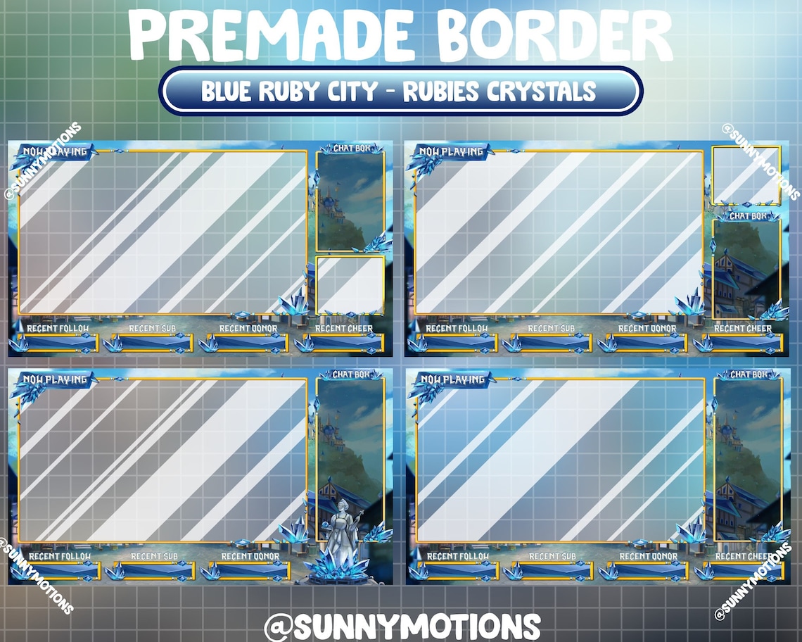 FULL ANIMATED Twitch Stream Package Overlay: Blue Ruby City, Kingdom ...