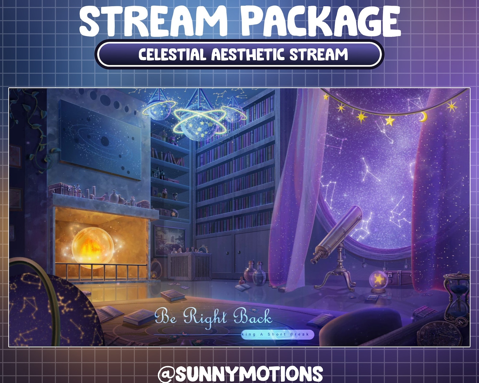 Animated Twitch Stream Package Overlay / Celestial Room / - Etsy