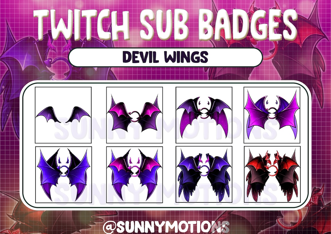 Cool Devil Wings Twitch Sub Bit Badges / Demon Streamer Emotes / Ghost ...