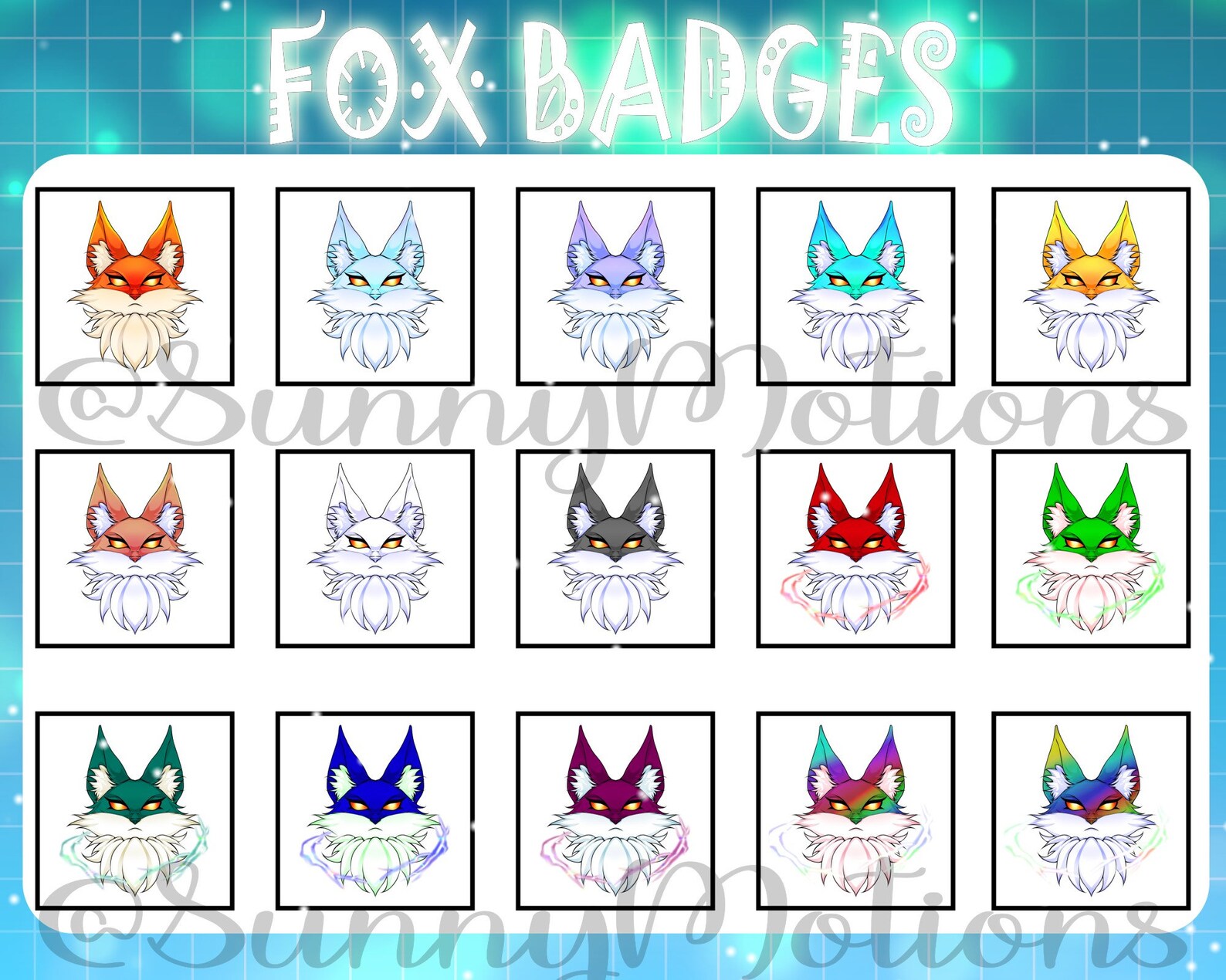 15 Fox Twitch Loyalty Sub Bit Badges / Kawai Animal Emoji / Cool Foxes ...