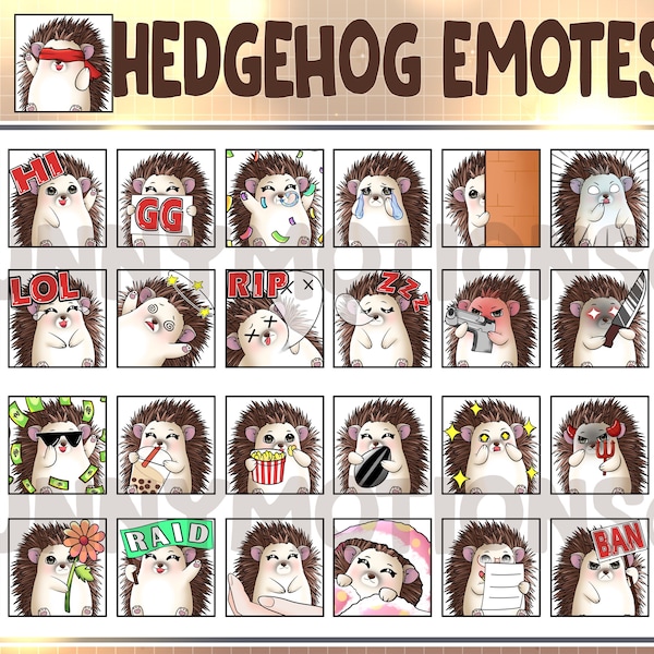 Hedgehog Emote Pack - Etsy