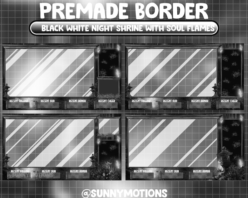 Animated Twitch Stream Package Overlay / Black & White Shrine - Etsy