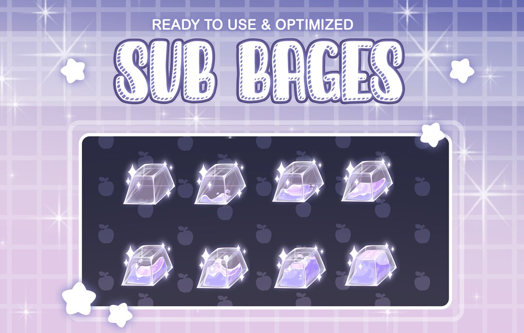 8x Kawaii Light Purple Keycap Twitch Loyalty Sub Bit Badges / Streamer ...