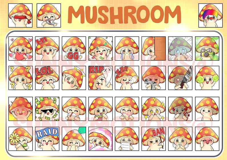 35 Cute Chibi Kawaii Mushroom Twitch Discord Mixer Youtube - Etsy