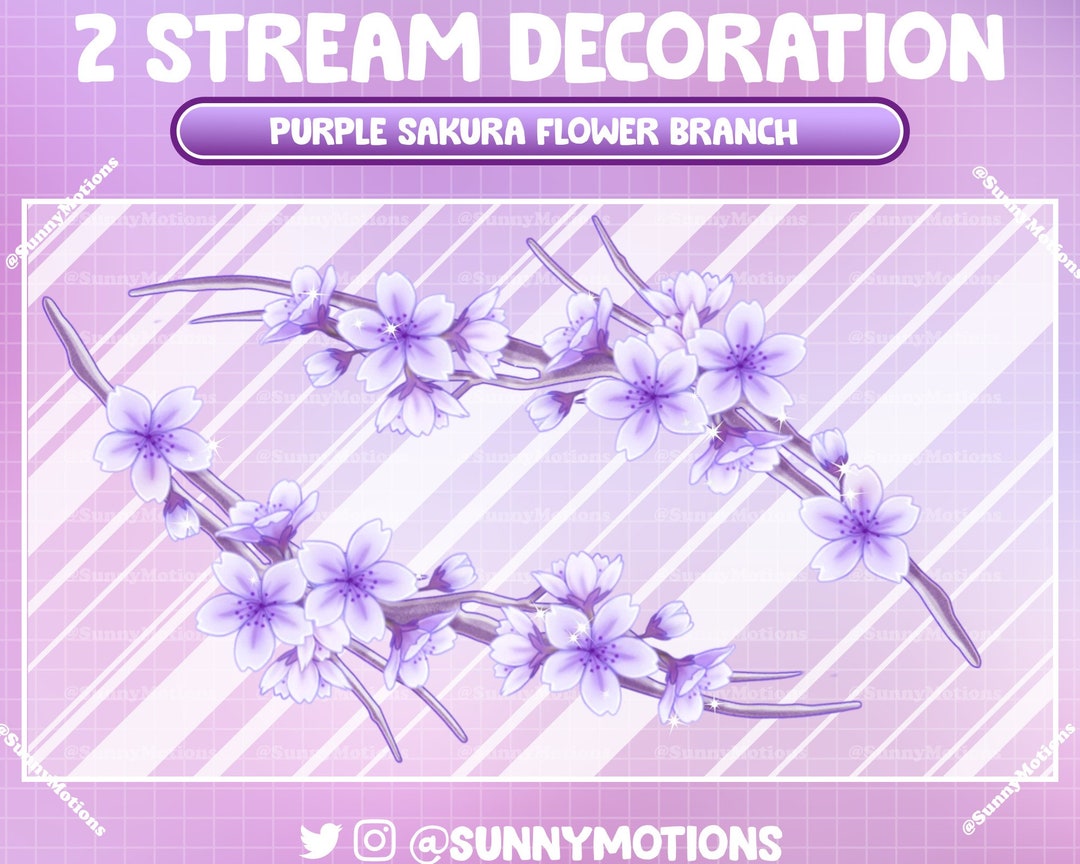 4 Animated Stream Decoration: Kawaii Purple Spring Japanese Cherry ...