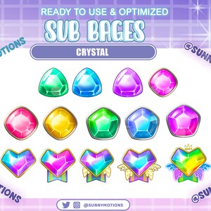 15 Neon Crystal Diamond Medal Twitch Sub Bit Badges, Rank Heart Medal ...