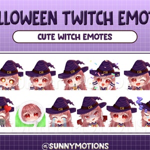 Twitch Halloween Emotes / Cute Chibi Witch Emotes for Streamer / Red ...