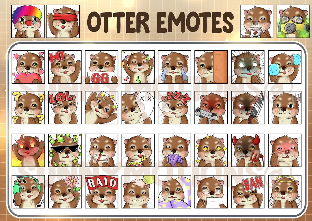 Cute Chibi Kawaii Otter Twitch Discord Mixer Youtube Emotes / Kawai ...