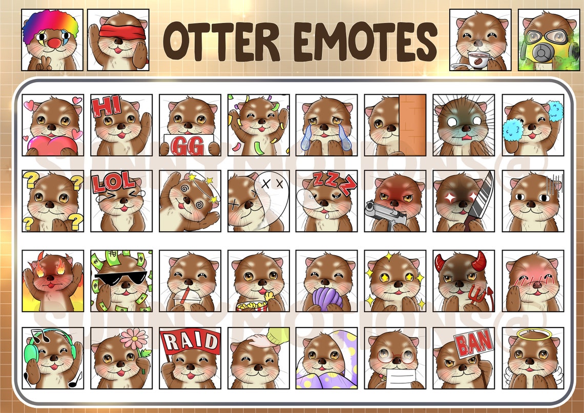 Cute Chibi Kawaii Otter Twitch Discord Mixer Youtube Emotes / - Etsy