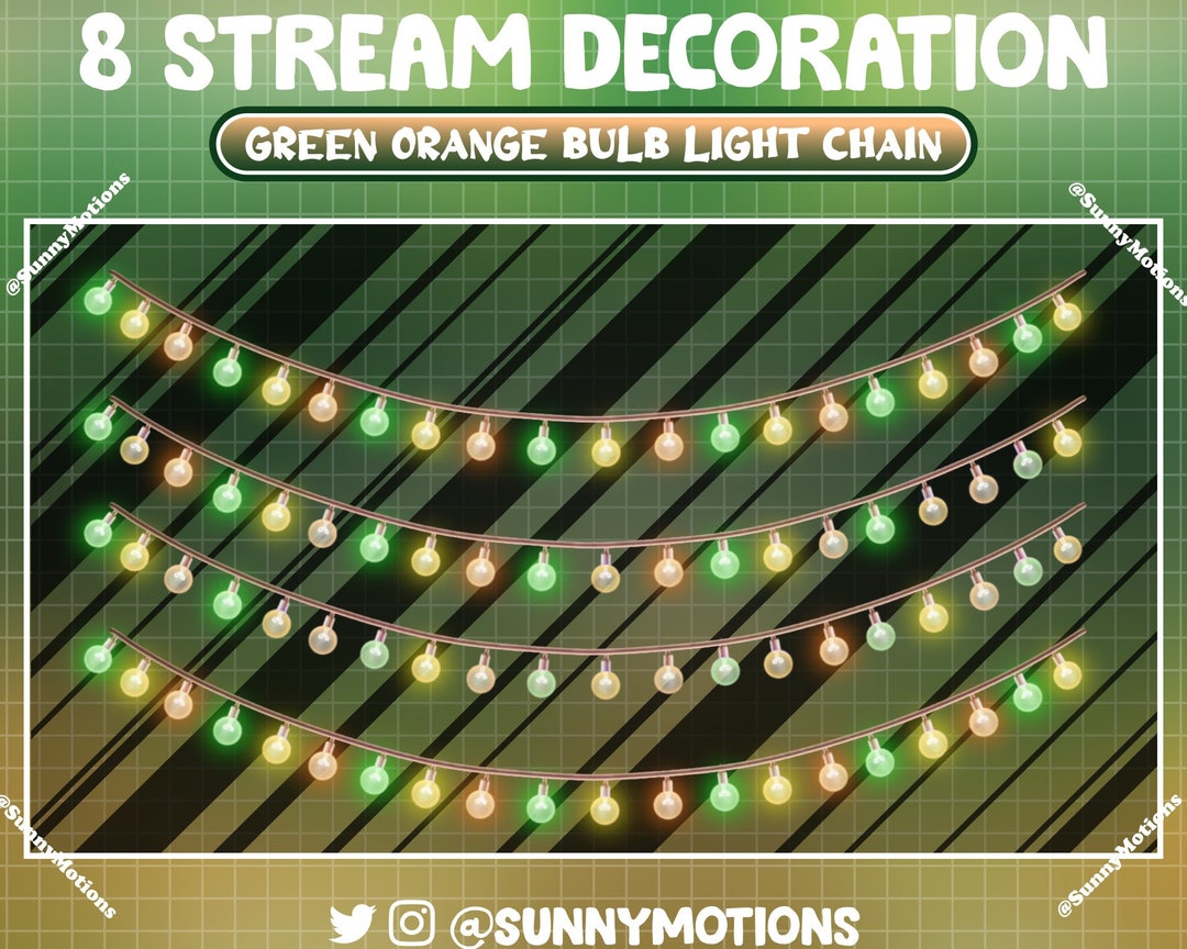 8 Green Orange Light Bulb Party Twitch Overlay Stream Decoration ...