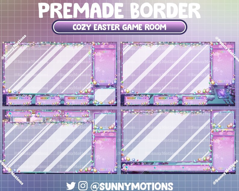 ANIMATED Stream Package: Pink Blue Easter's Day Game Room Set up Twitch ...