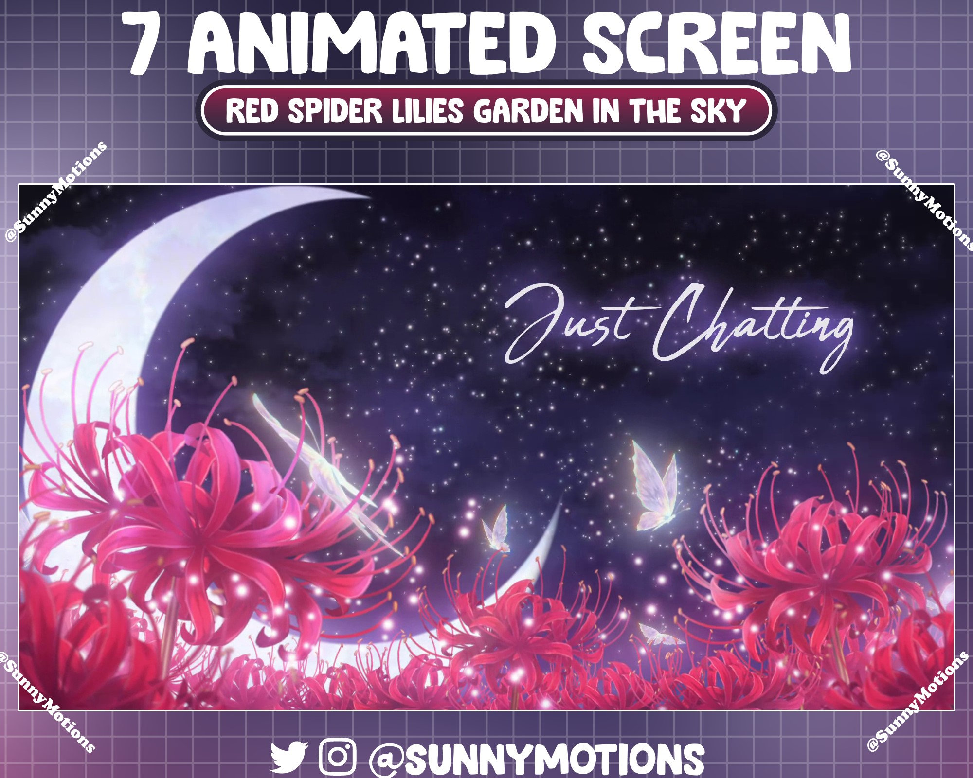 Animated Red Spider Lily Garden the Sky Twitch Screen Overlay, Starry ...