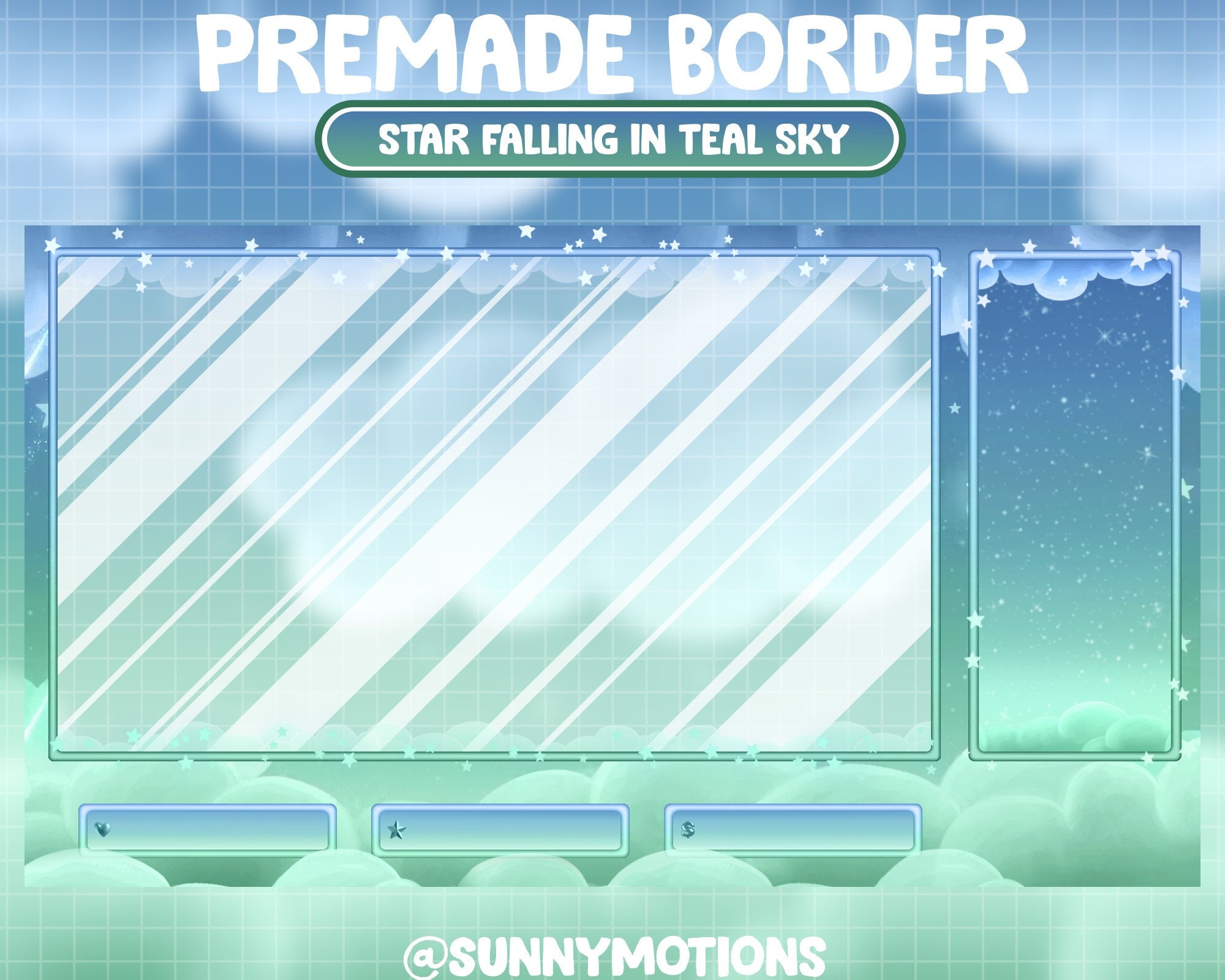 ANIMATED Stream Package: Cozy Teal Magical Night Sky Twitch Overlay ...