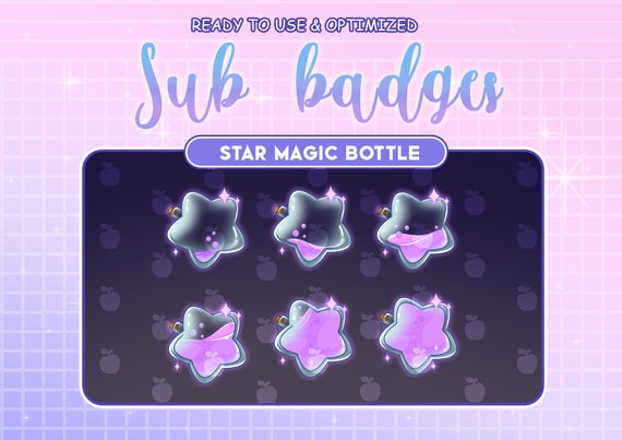 Purple Star Magic Star Bottle / Twitch Sub / Bit Badges / - Etsy