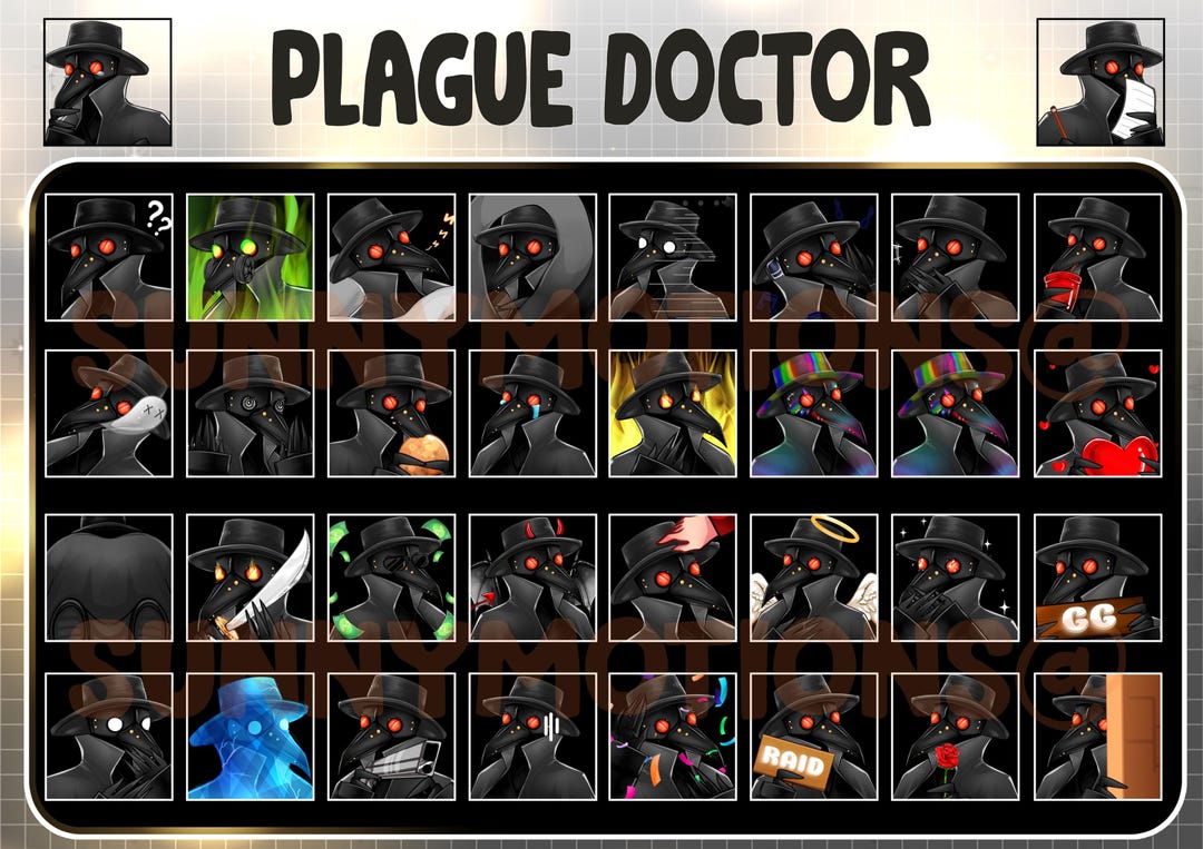 35 Plague Doctor Twitch Discord Mixer Youtube Emotes, Kawai Light Black ...