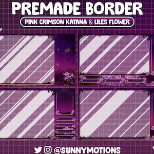 ANIMATED Twitch Overlay Stream Package: Pink Yellow Katana & Lilies ...