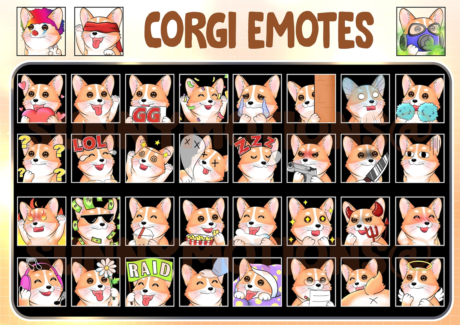 35 Cute Chibi Kawaii Corgi Twitch Discord Mixer Youtube Emotes | Etsy