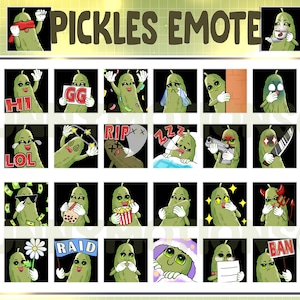 36x Cute Chibi Kawaii Pickles Twitch Discord Mixer Youtube Emotes ...