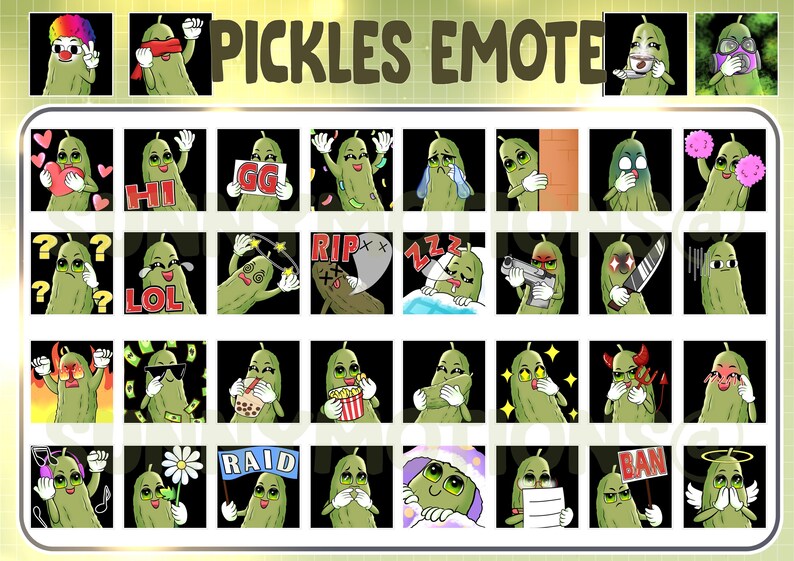 36x Cute Chibi Kawaii Pickles Twitch Discord Mixer Youtube Emotes ...