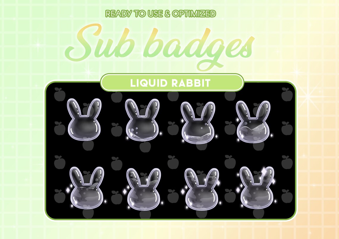 8 Black Liquid Rabbit Bottle Twitch Sub Bit Badges / Kawaii Magic Star ...