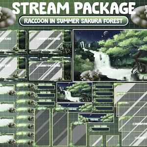 ANIMATED Twitch Stream Overlay Package: Sleeping Raccoon in Magical ...
